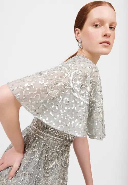 BEAUUT Embellished Sequin Beaded Midi Dress