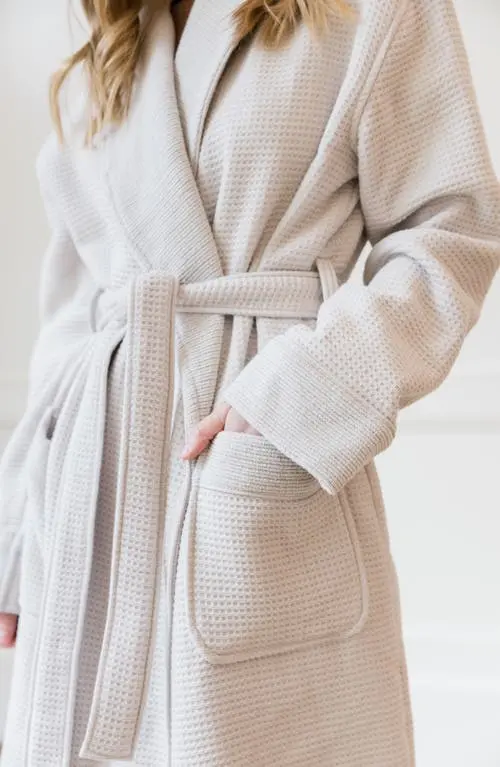 Cozy Earth Waffle Terry Robe - Light Grey