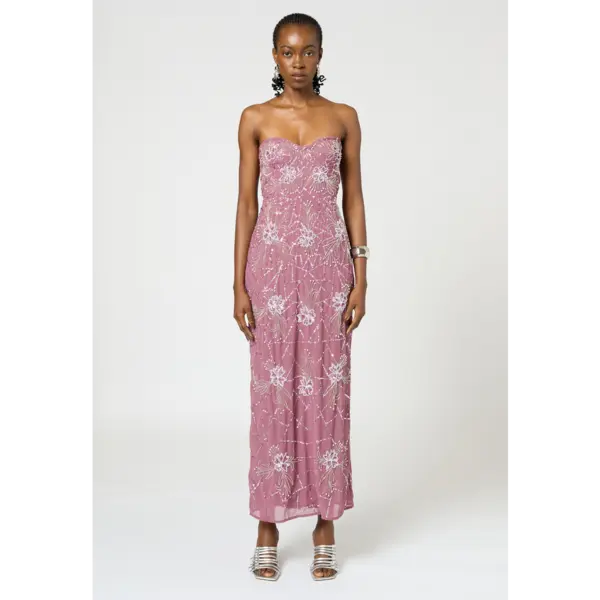 BEAUUT Strapless Embellished Sequin Beaded Maxi Dress