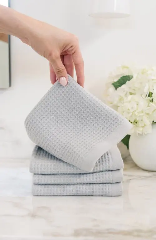 Cozy Earth 4-pack Waffle Washcloths - Harbor Mist