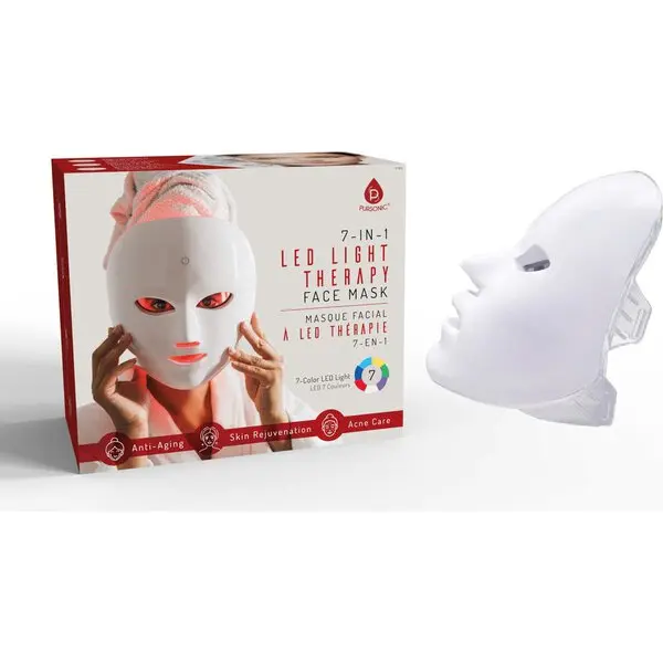 PURSONIC Led Light Therapy Face Mask 7 Color Skin Care Mask For Acne, Anti-aging - White