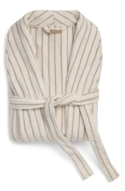 Cozy Earth Stripe Luxe Terry Robe - Sand/ Seashell