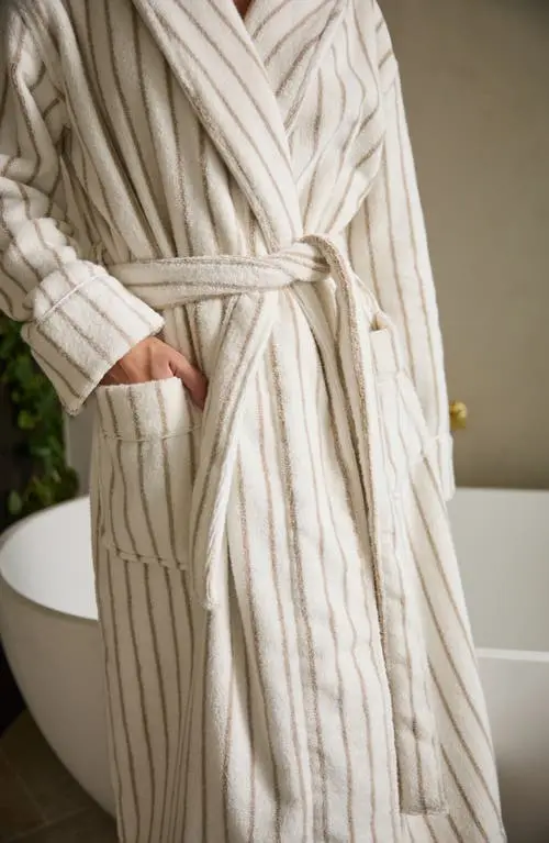 Cozy Earth Stripe Luxe Terry Robe - Sand/ Seashell
