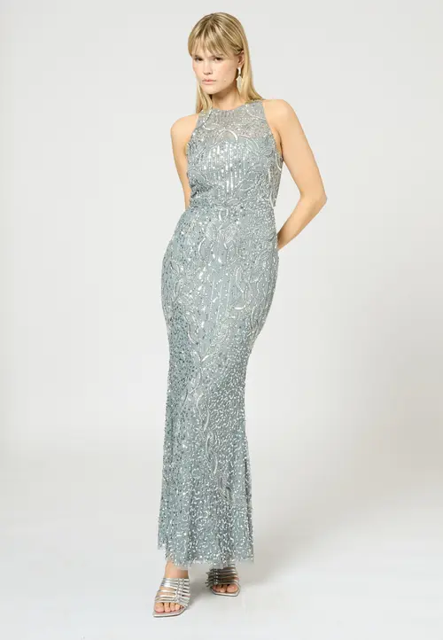 BEAUUT Embellished Sequin Beaded Maxi Dress