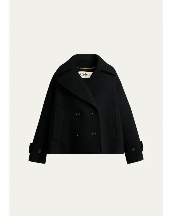 Chloé Double-breasted Wool-blend Peacoat - Black