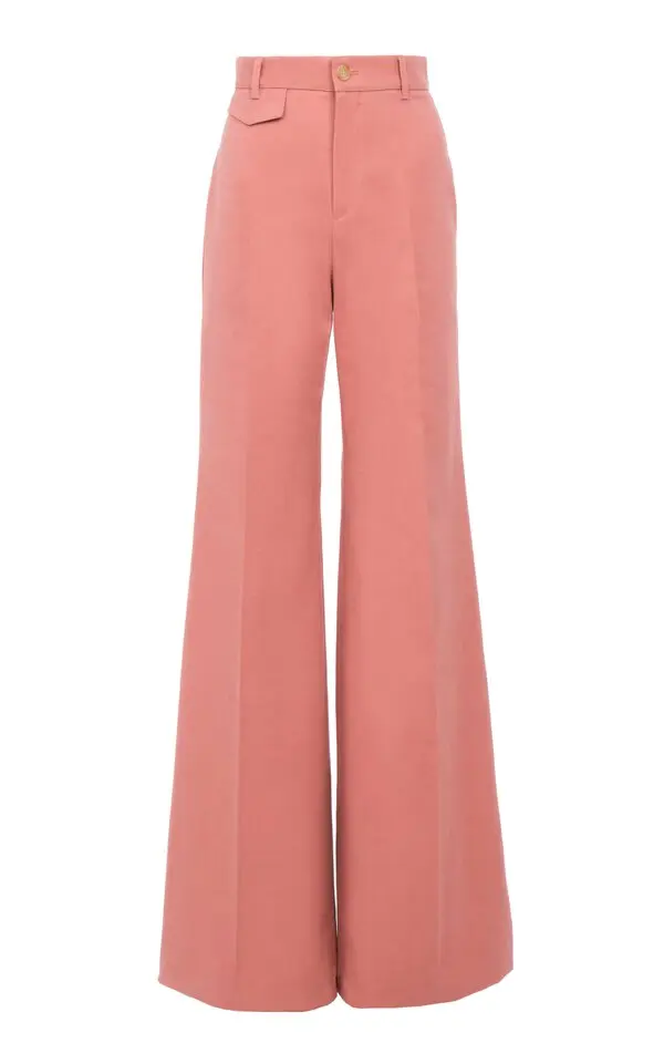 Chloé Flared Organic Cotton Canvas Trousers - Pink