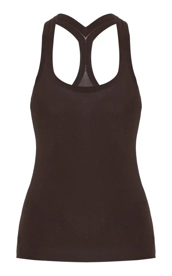 Brandon Maxwell The Raven Racerback Knit Tank Top - Brown