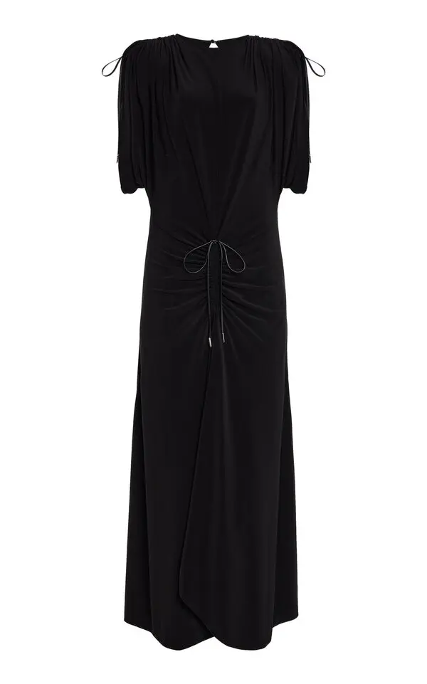 Brandon Maxwell The Sienna Gathered Maxi Dress - Black