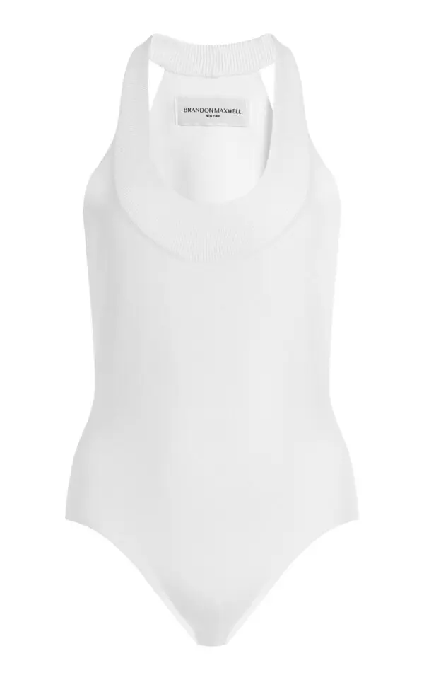 Brandon Maxwell Dahlia Knit Bodysuit - White