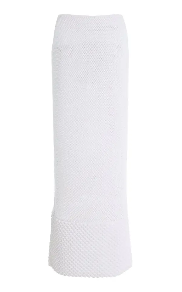 Brandon Maxwell The Iris Open-knit Maxi Skirt - White