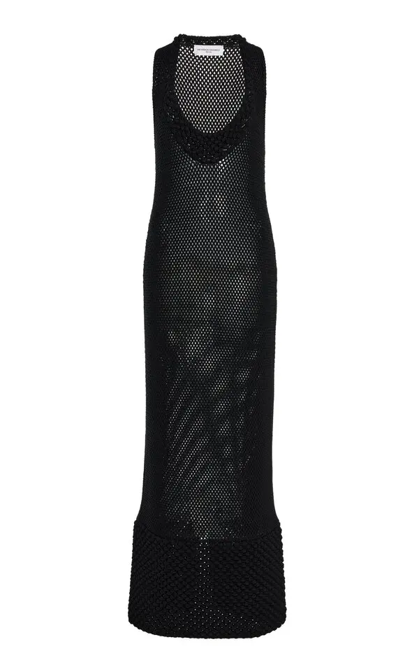 Brandon Maxwell The Lou Lou Open-knit Maxi Dress - Black