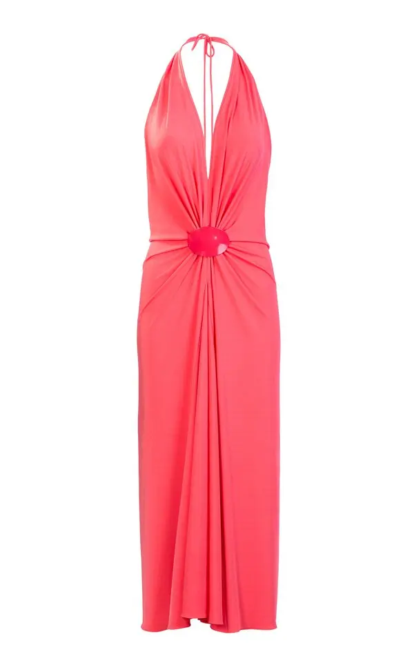 Silvia Tcherassi Veracruz Gathered Halter Midi Dress - Pink