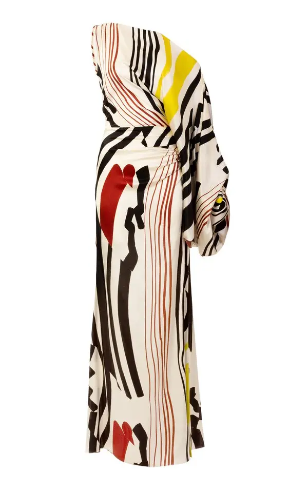 Silvia Tcherassi Dotty Asymmetric Silk Dress - Multi