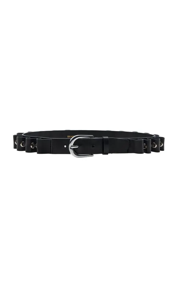 Brandon Maxwell The Steele Eyelet Ruffled Belt - Black
