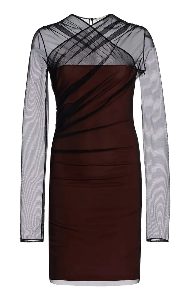 NENSI DOJAKA Draped Tulle Mini Dress