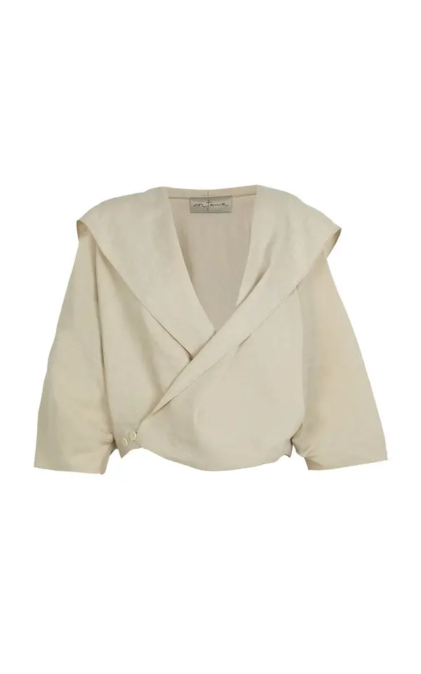 CORTANA Noa Linen-blend Wrap Jacket - Neutral