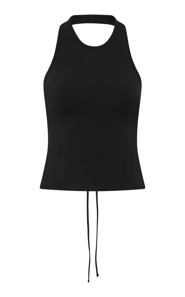 ST. AGNI Organic Cotton Halter Wrap Top - Black