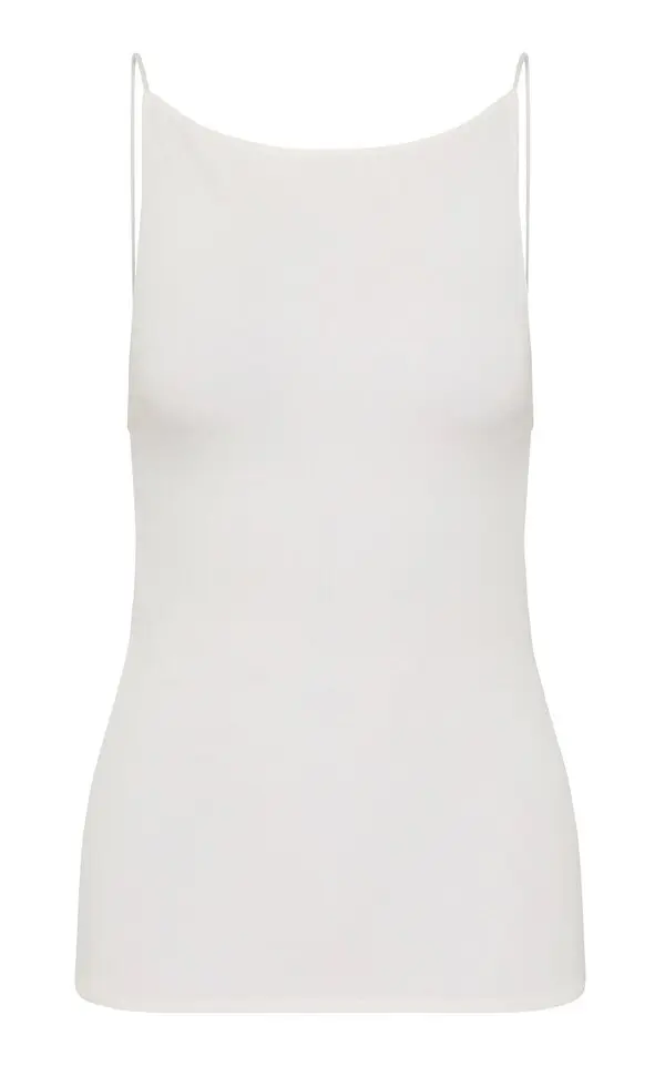 ST. AGNI Square-neck Jersey Top - Off-white