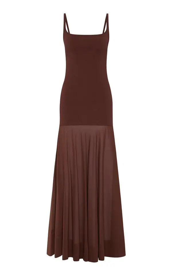 ST. AGNI Knit And Silk Maxi Dress - Brown