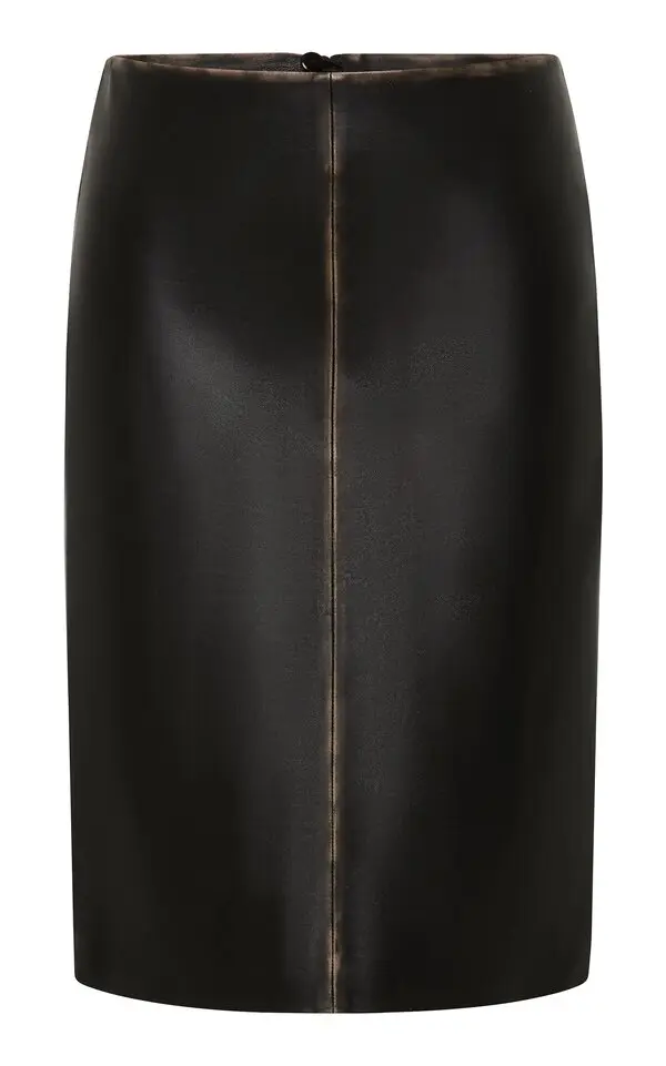 ST. AGNI Brushed-leather Pencil Knee-length Skirt - Black