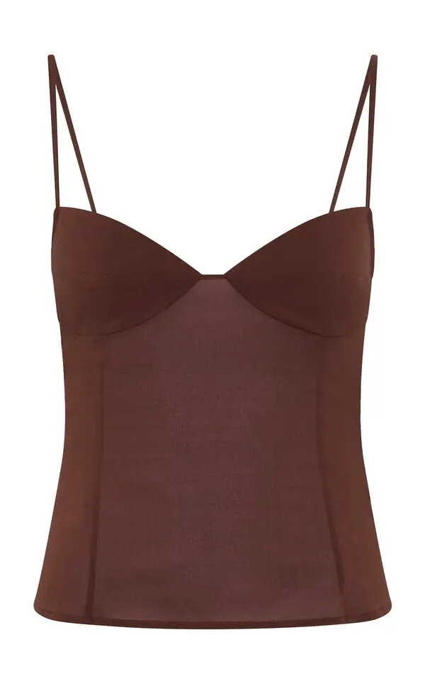 ST. AGNI Silk Camisole Top - Brown