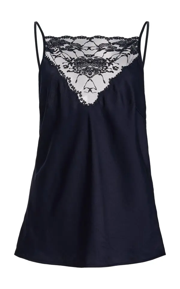 BY MALENE BIRGER Leeba Lace-trimmed Satin Camisole Top - Navy