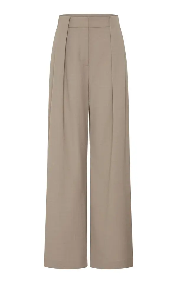 ST. AGNI Pleated Wide-leg Pants - Light Grey
