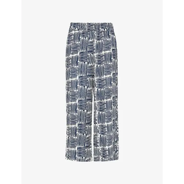 Whistles Abstract-print Cropped Trousers - Blue