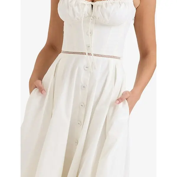 house of cb white ruched dress 'Pearla' Ivory Ruched Maxi Dress