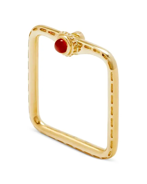 Yvonne Léon 9k Yellow Agate And Diamond Square Ring - Gold
