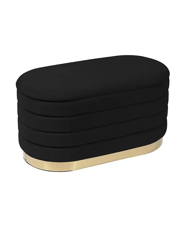 TOV FURNITURE Lillian Velvet Storage Bench - Black
