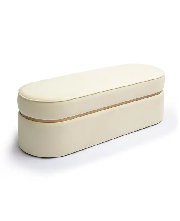 TOV FURNITURE Pomp Velvet Bench - Cream