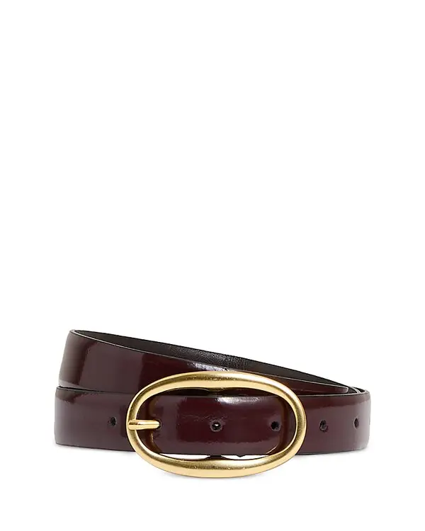 REISS Patent Leather Belt With Oval Buckle - Oxblood