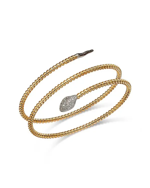 Bloomingdale'S 14k Gold Diamond Snake Bangle Bracelet - White/gold