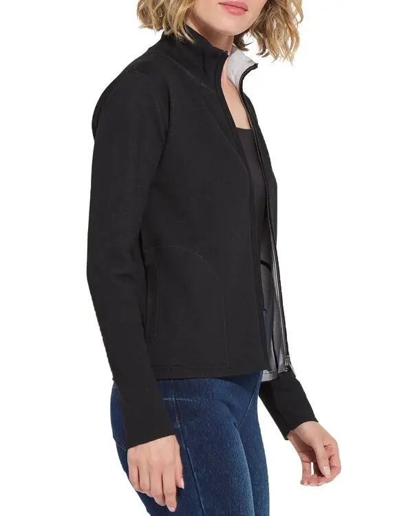 Lyssé Reversible Zip Up Cardigan - Black/ Grey
