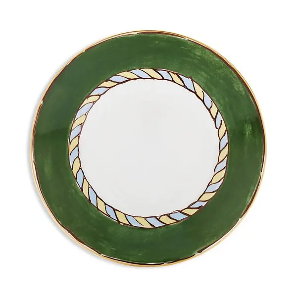 GINORI 1735 Il Viaggio Di Nettuno 9.5 Soup Plate, Impero - Green Yellow
