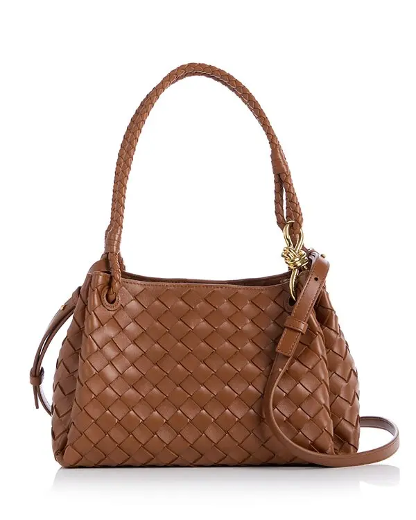 Bottega Veneta Parachute Leather Top Handle Bag - Tannin/gold