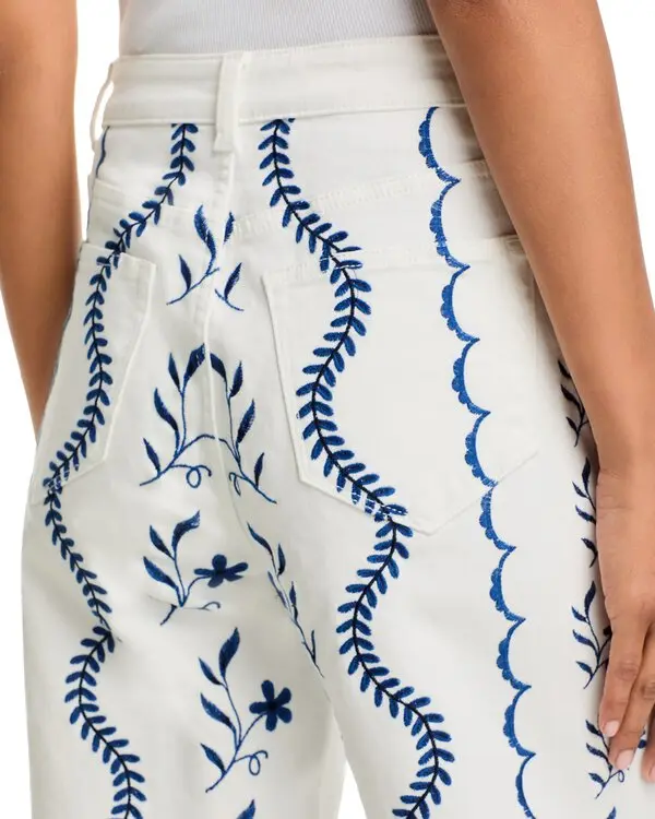 Aqua Embroidered High Rise Wide Leg Jeans