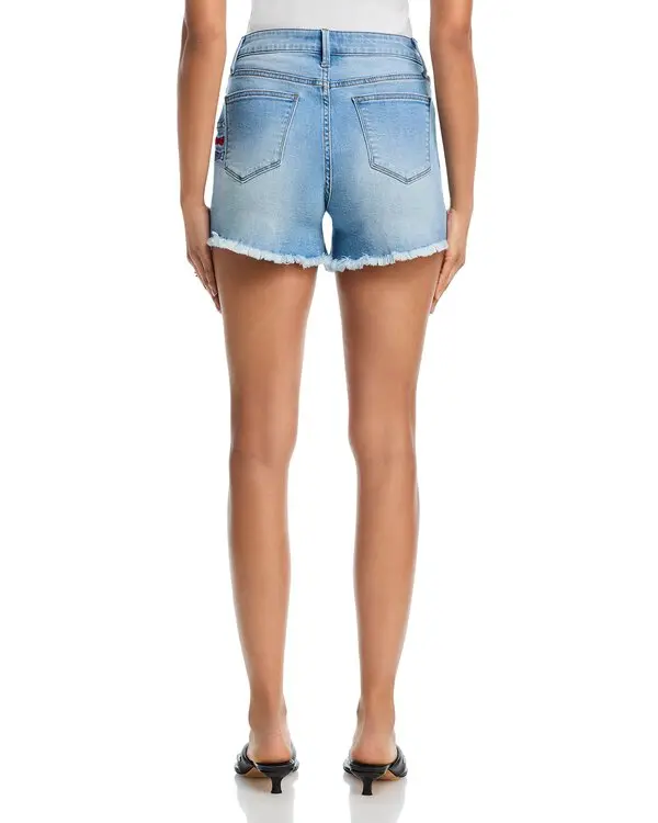 Aqua Embroidered Denim Shorts