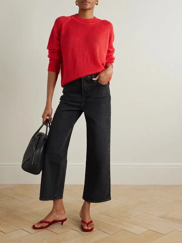 FRAME The Wide Cropped High-rise Wide-leg Jeans