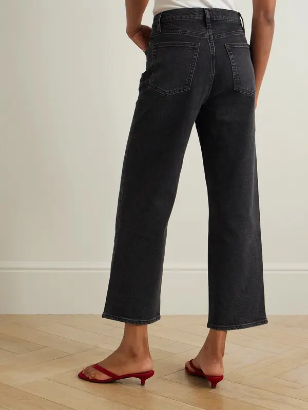 FRAME The Wide Cropped High-rise Wide-leg Jeans