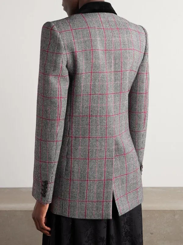 Chloé Double-breasted Checked Wool Blazer