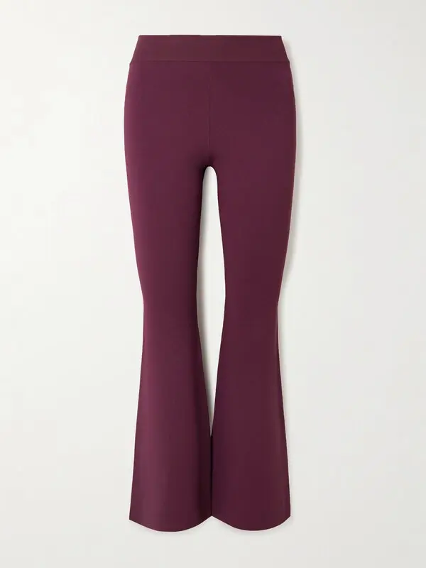 Stella McCartney Cropped Jersey Flared Pants - Burgundy