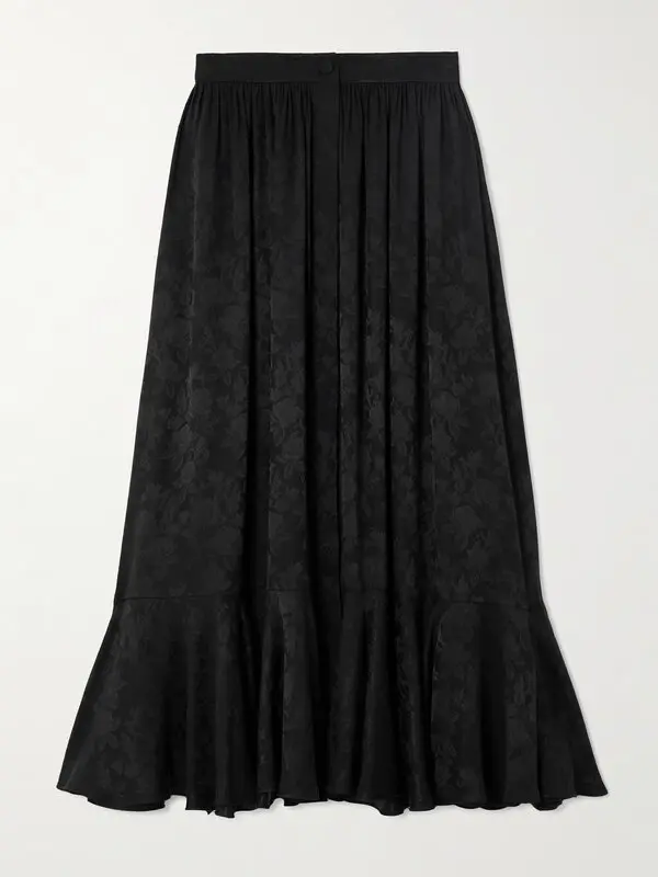 Chloé Silk-jacquard Midi Skirt - Black