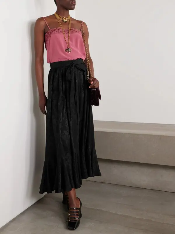 Chloé Silk-jacquard Midi Skirt - Black