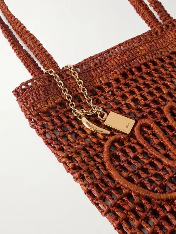 Chloé Embroidered Raffia Tote