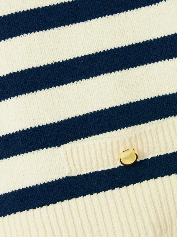 FRAME The Harbor Button-detailed Striped Cotton-blend Vest - Neutrals