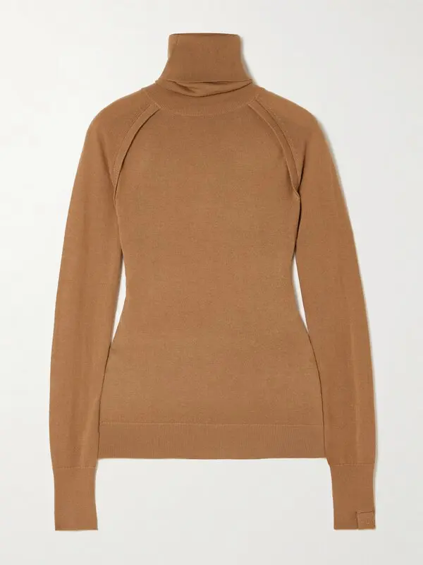 Victoria Beckham Layered Merino Wool Turtleneck Top