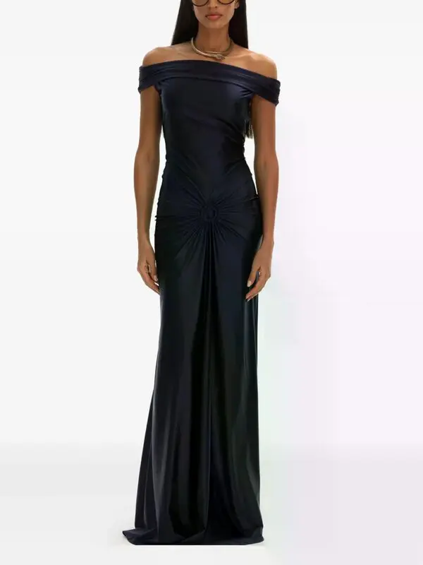 MOOS STUDIO Off-shoulder Draped Gown - Blue
