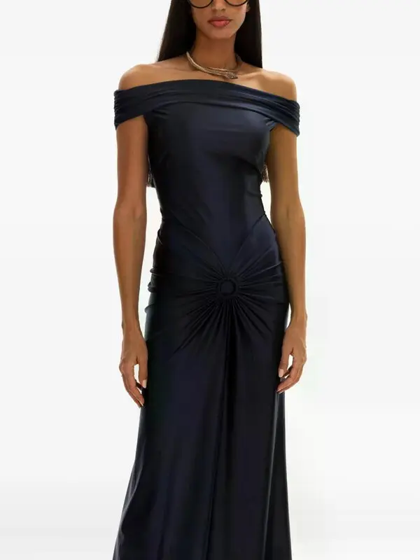 MOOS STUDIO Off-shoulder Draped Gown - Blue